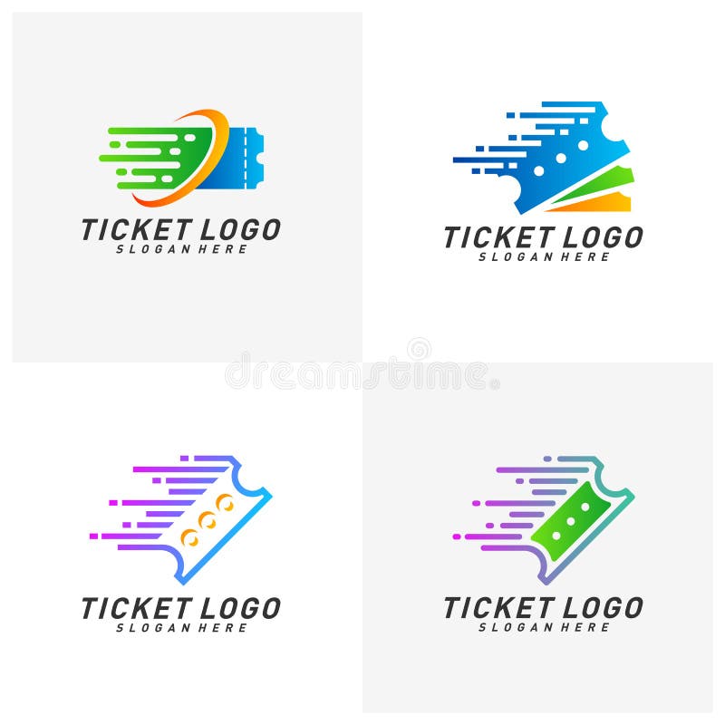 Set of Quick Ticket Logo Template Design Vector, Emblem, Creative ...