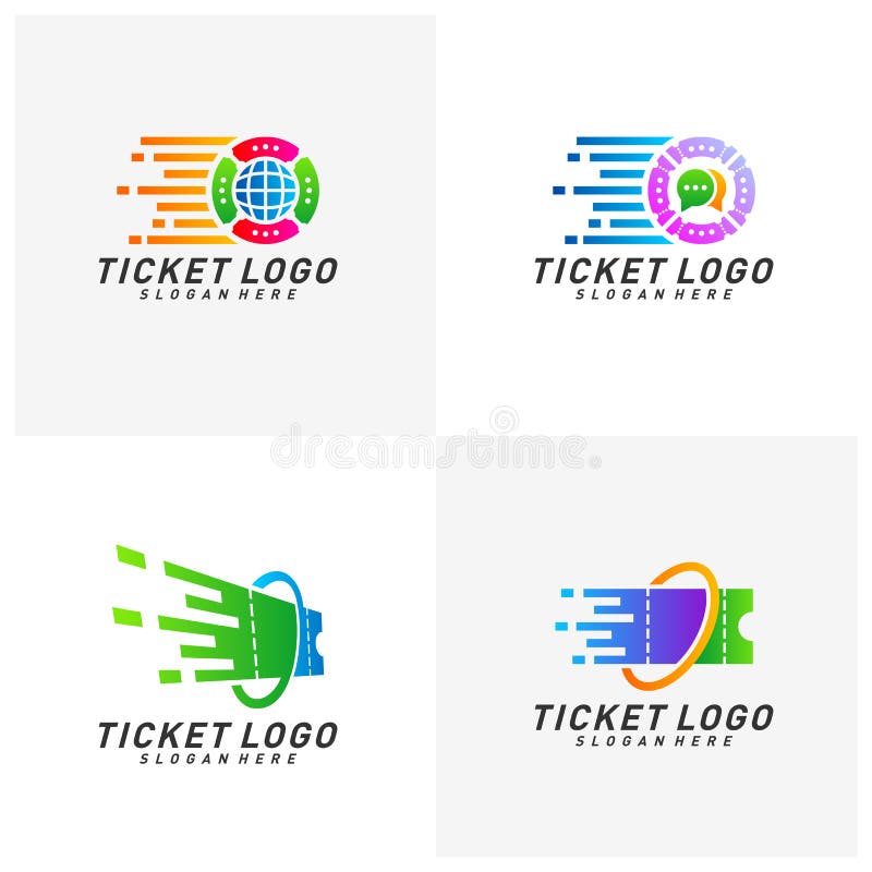 Set of Quick Ticket Logo Template Design Vector, Emblem, Creative ...