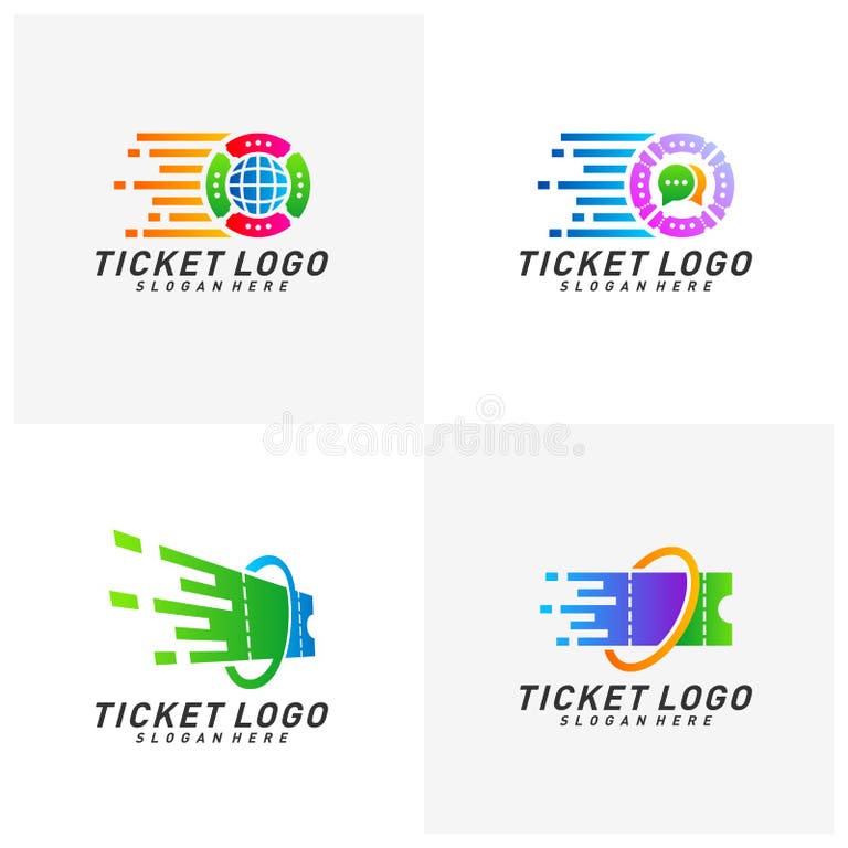 Set of Quick Ticket Logo Template Design Vector, Emblem, Creative ...