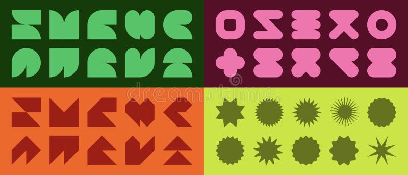 Set of Quirky Freeform Shapes. Y2k Naive Elements. Simple Objects for ...