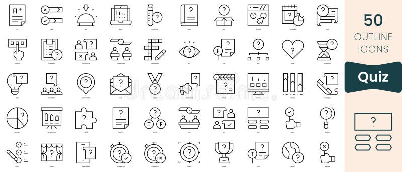 Set of Quiz Icons. Thin Linear Style Icons Pack Stock Vector ...