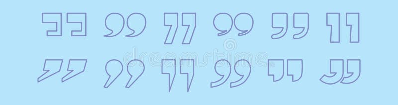 Set of Quotation Mark Cartoon Icon Design Template with Various Models ...