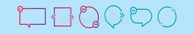Set of Quotation Mark Cartoon Icon Design Template with Various Models ...