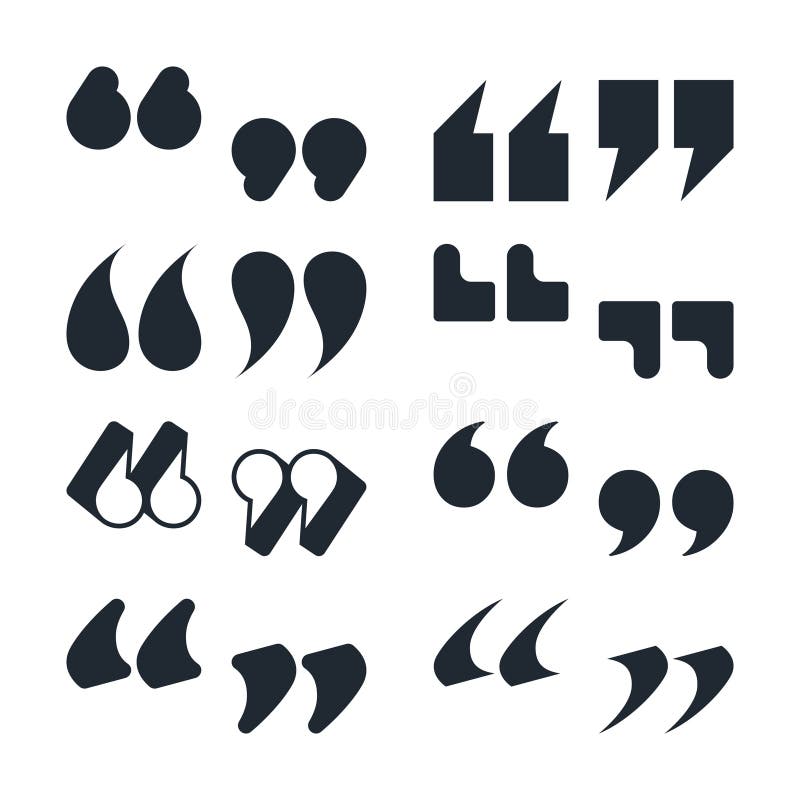 Quotation Mark, Set of Line Art Quotation Marks, Punctuation Marks ...