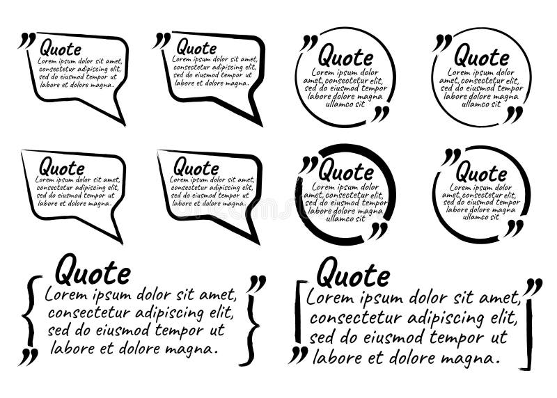 Set of Quote Blank with Text Icon and Label. Template for Note,message ...