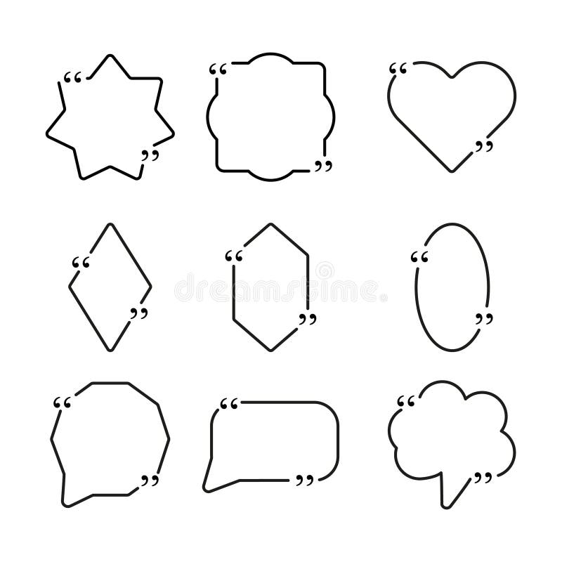 Set Quote Box Frame Isolated White Background. Bubble Quotation ...