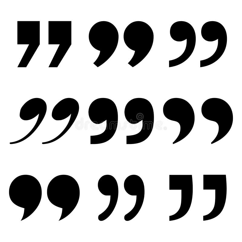 Quote Mark. Quotation Icon. Symbol of Double Comma for Speech. Black ...