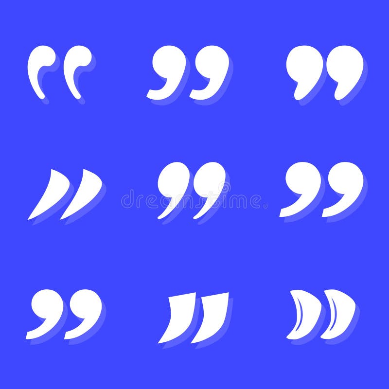 Set of Quote Marks on Blue Background. Quote Mark Icon Set for ...