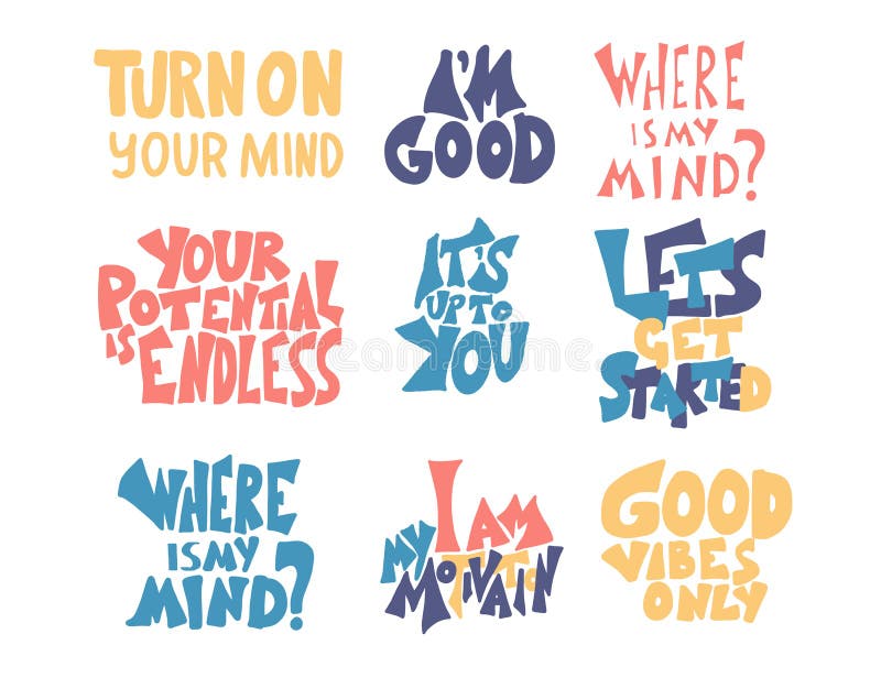 Set Of Motivational Quotes Isolated Vector Text Stock Vector