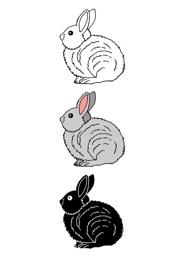 Set of Rabbit Animal Hand Drawn Vector Illustration Design Stock Vector ...
