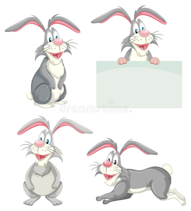 Set of Rabbit Cartoon in Different Pose Stock Vector - Illustration of ...