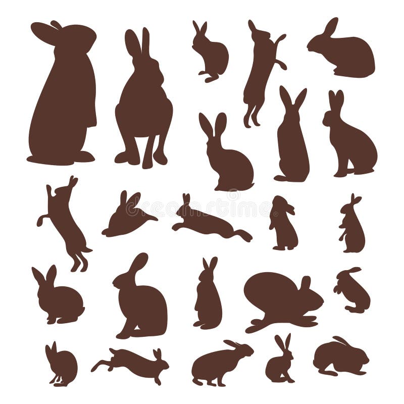 Set of Rabbit Design Vector. Silhouette of Rabbit Stock Vector ...