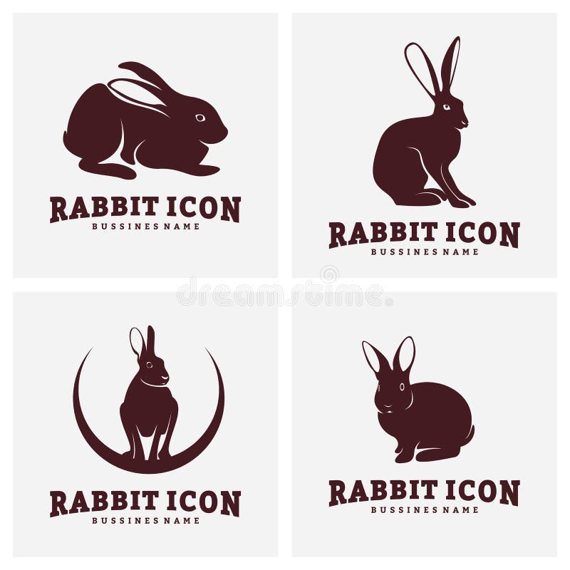 Set of Rabbit Design Vector. Silhouette of Rabbit Stock Vector ...