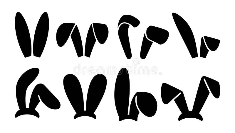 Set of Rabbit Ears Silhouettes. Bunny Ears Icons Collection for Easter ...