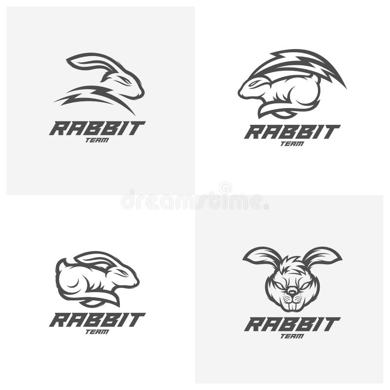 Set of Rabbit Logo Template Vector. Modern Head Rabbit Logo Vector ...