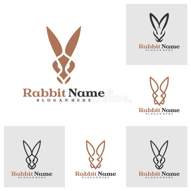 Set of Rabbit Logo Vector Template, Creative Rabbit Head Logo Design ...