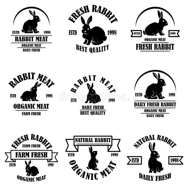 Set of Rabbit Meat Labels, Badges and Design Elements. Stock Vector ...