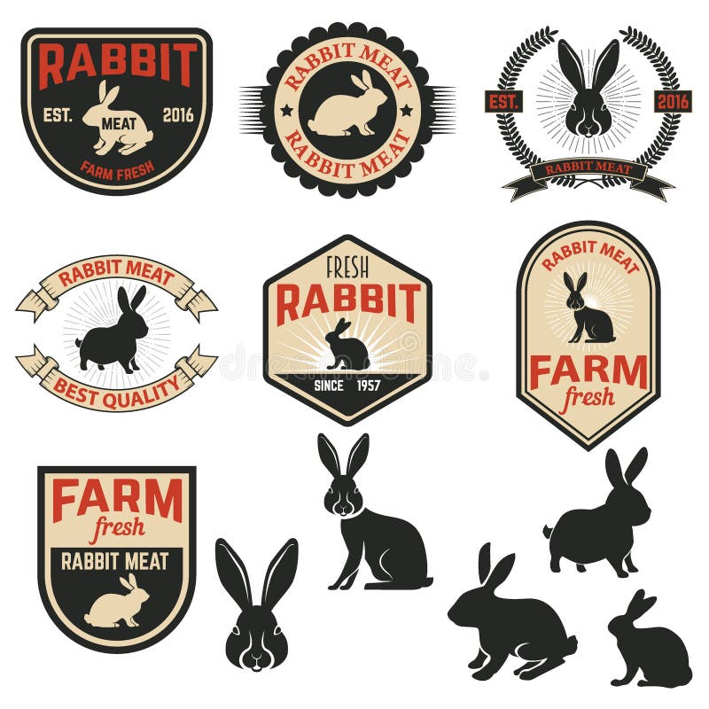 Set of Rabbit Meat Labels. Design Elements for Logo, Label, Sign, Badge ...