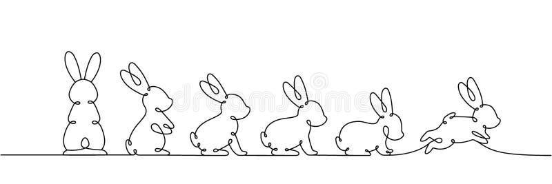 Rabbit One Line Drawing Stock Illustrations – 1,220 Rabbit One Line ...