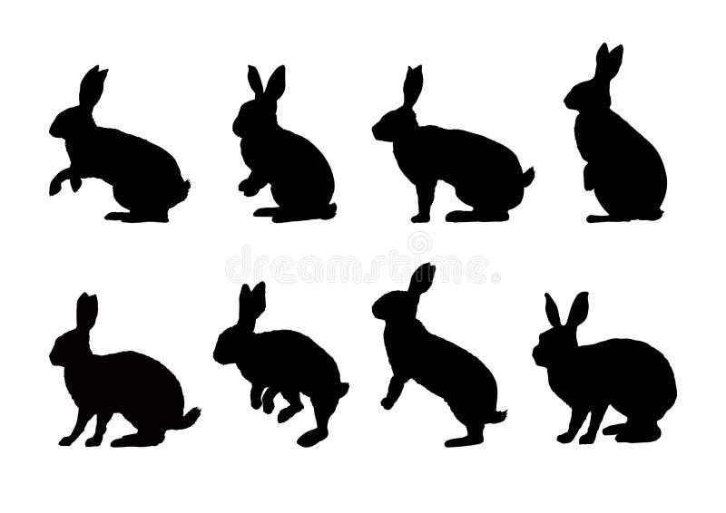 Set of Rabbit Silhouettes - Vector Illustration Stock Vector ...