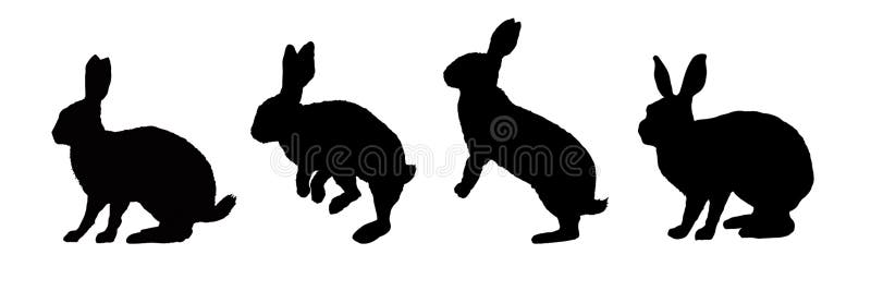 Set of Rabbit Silhouettes - Vector Illustration Stock Vector ...