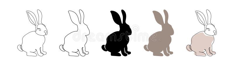 Set of Rabbits Isolated on a White Background. Includes Black ...