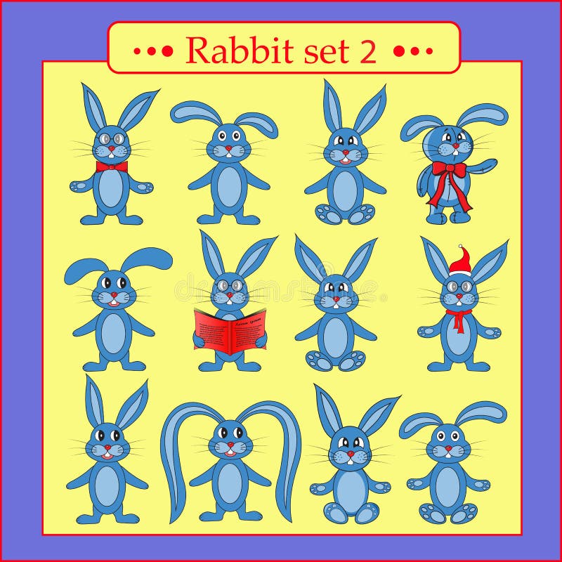 Set of rabbits in vector stock illustration. Illustration of icon ...