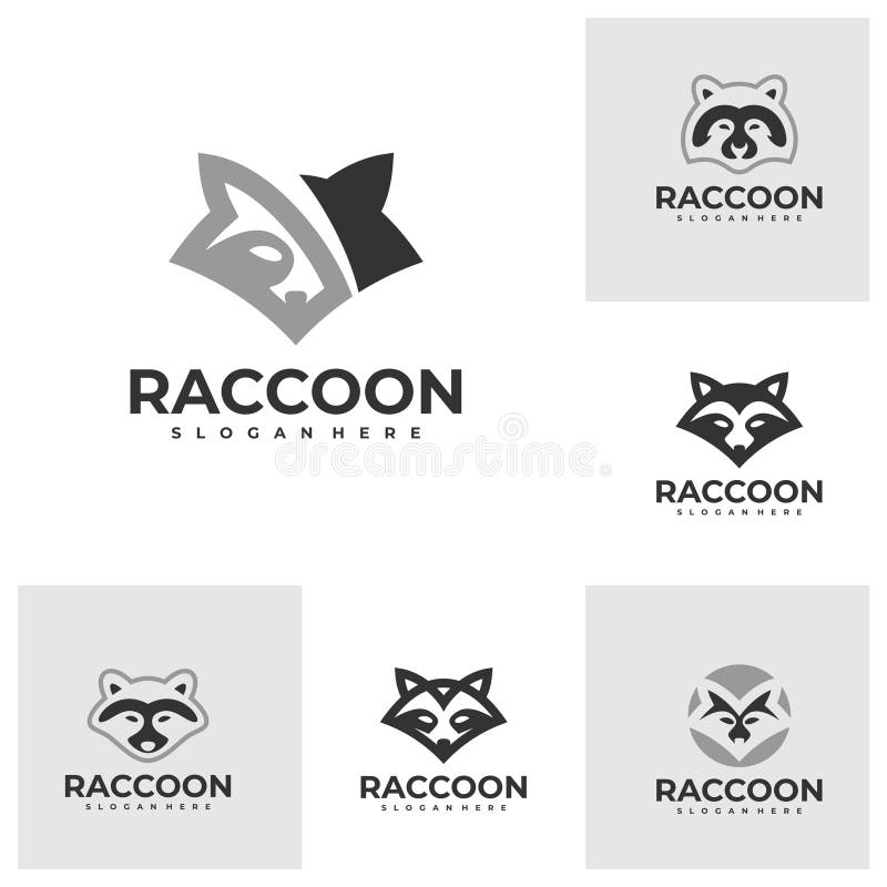 Set of Raccoon Logo Vector Template, Creative Raccoon Head Logo Design ...
