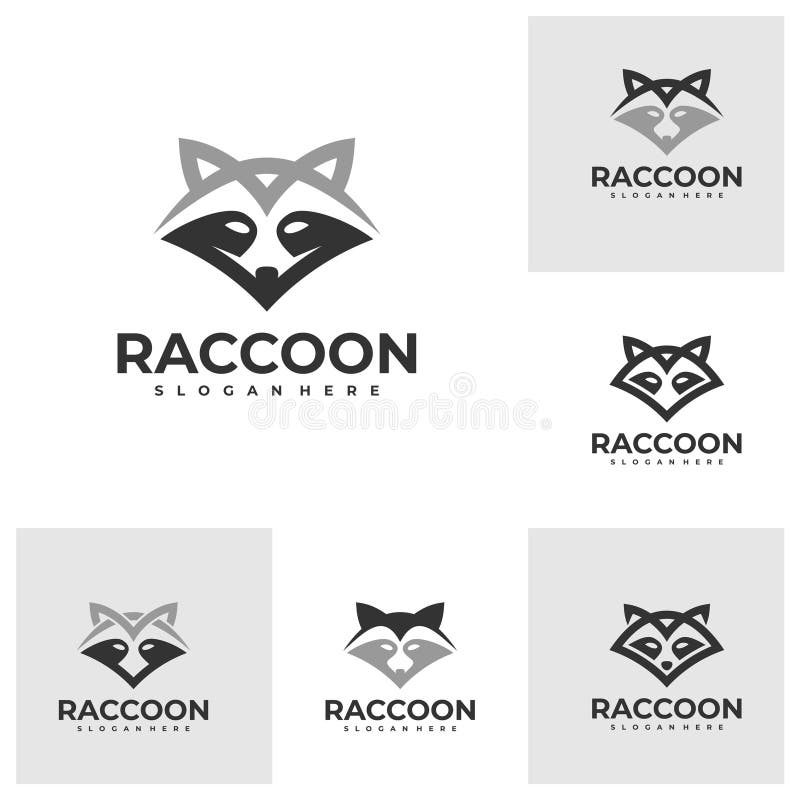 Set of Raccoon Logo Vector Template, Creative Raccoon Head Logo Design ...