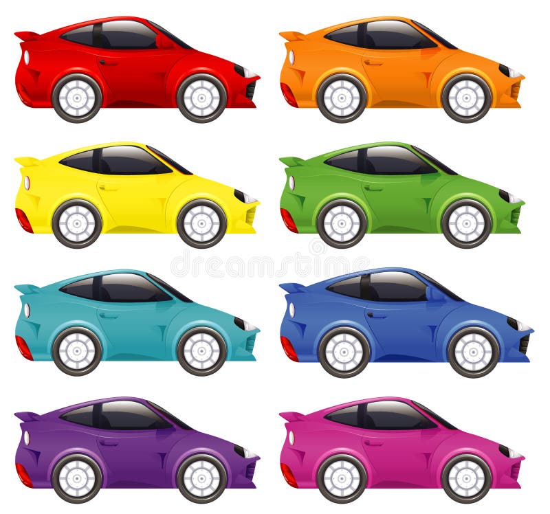 Set of Racing Cars in Different Colors Stock Vector - Illustration of ...