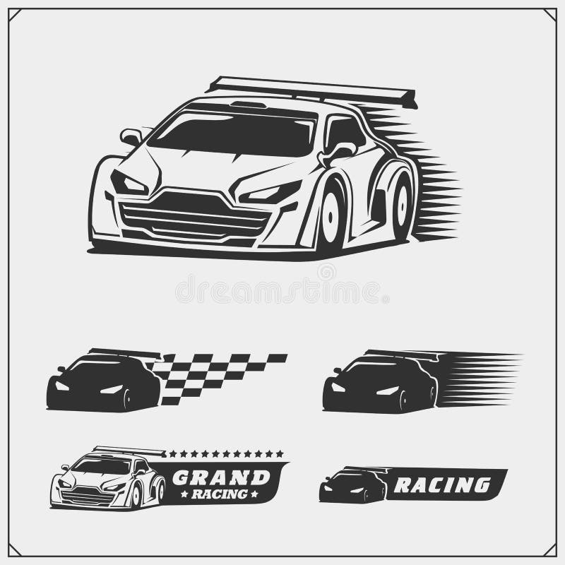 Set of Racing Club Emblems, Labels and Design Elements. Speeding Racing ...