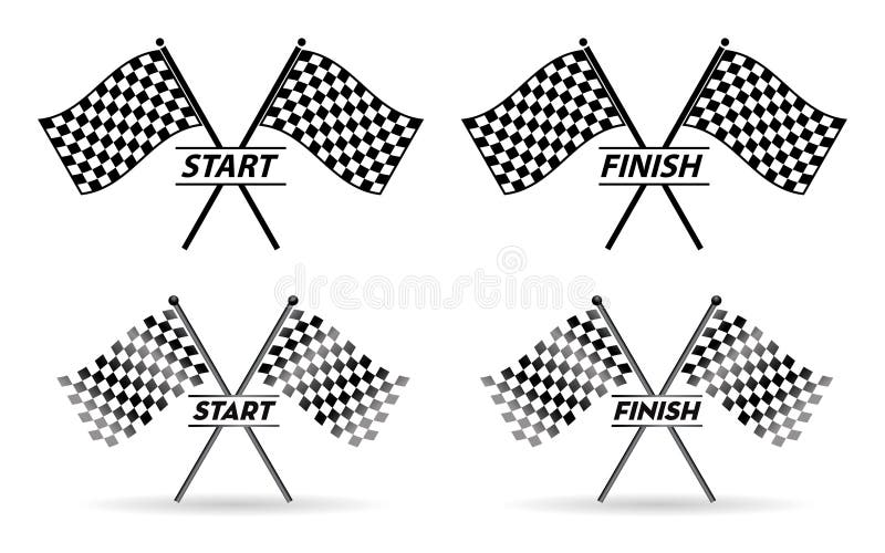 Set of Racing Flag, Finish and Start Line Concept. Stock Illustration ...