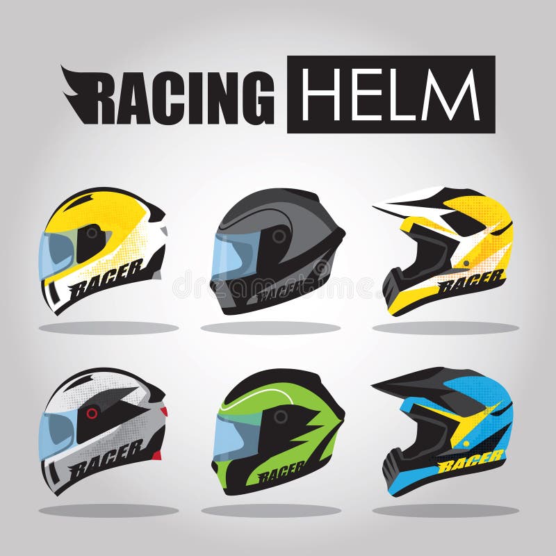 Set of Racing Helmets. Vector Illustration Decorative Design Stock ...
