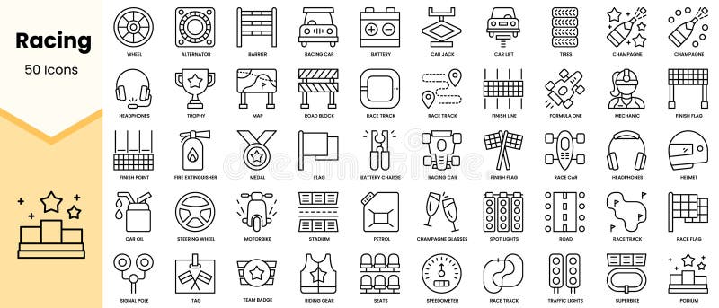 Set of Racing Icons. Simple Line Art Style Icons Pack Stock Vector ...