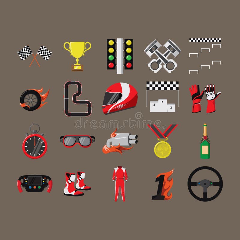 Set of Racing Icons. Vector Illustration Decorative Design Stock Vector ...