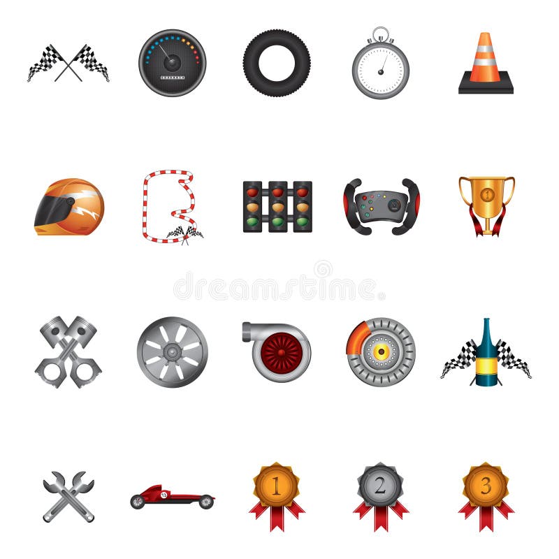 Set of Racing Items. Vector Illustration Decorative Design Stock Vector ...