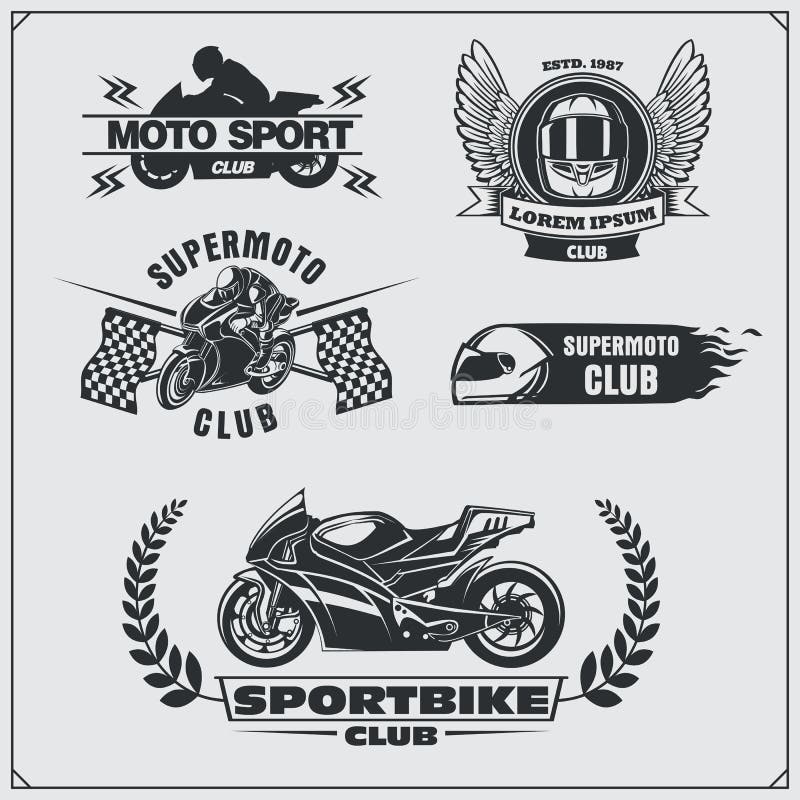 Set of Racing Motorcycle Emblems, Badges, Labels and Design Elements ...