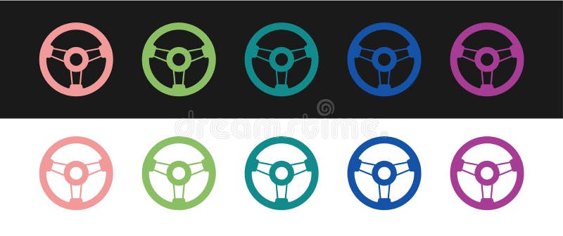 Set Racing Simulator Cockpit Icon Isolated on Black and White ...