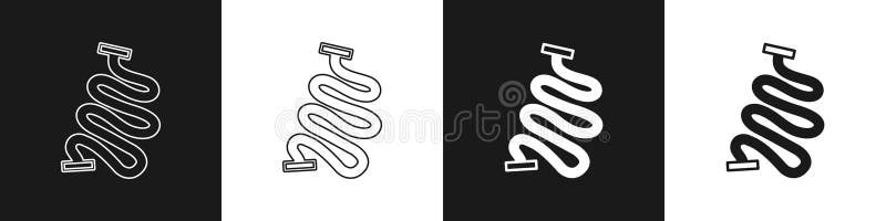 Set Racing Track Icon Isolated on Black and White Background. Vector ...