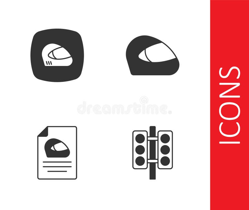 Set Racing Traffic Light, Helmet, and Icon. Vector Stock Illustration ...