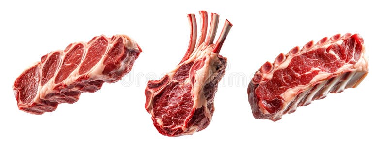 Set of Rack of Lamb, Isolated on White Background, Showcasing Culinary ...