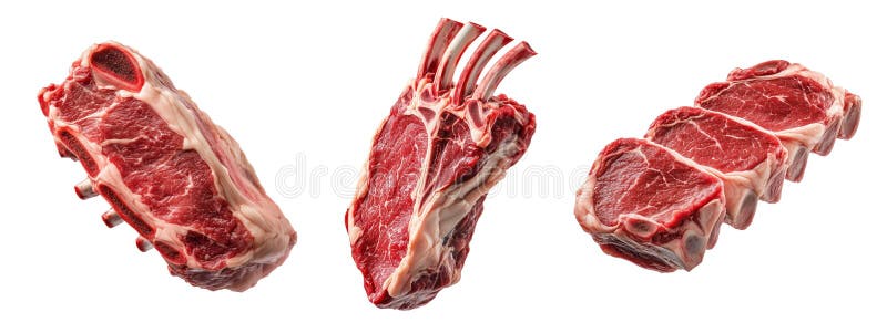 Set of Rack of Lamb, Isolated on White Background, Showcasing Culinary ...