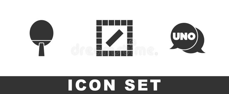 Set Racket, Board Game and Uno Card Icon. Vector Stock Vector ...
