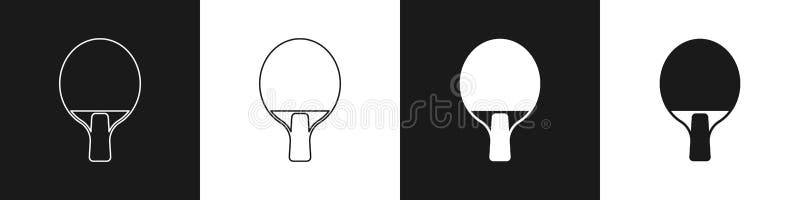 Set Racket for Playing Table Tennis Icon Isolated on Black and White ...