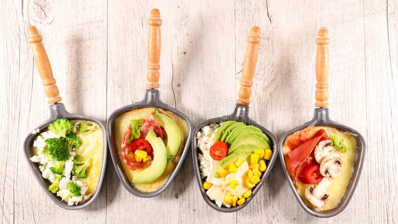 Raclette Spoon with Vegetables Stock Photo - Image of corn, salami ...