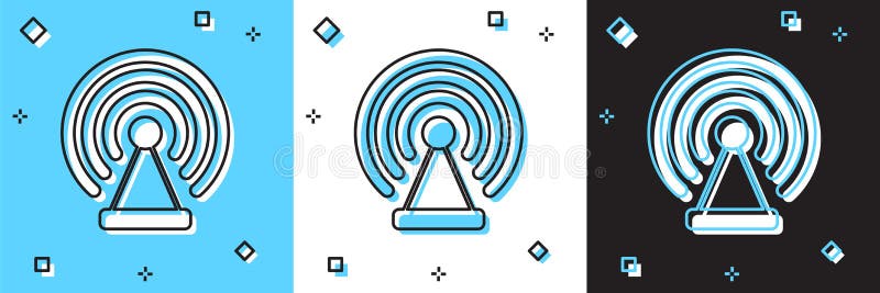 Set Radar Icon Isolated on Blue and White, Black Background. Search ...