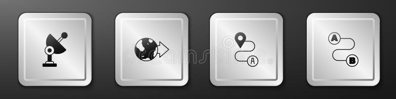 Set Radar, Location on the Globe, Route Location and Icon. Silver ...