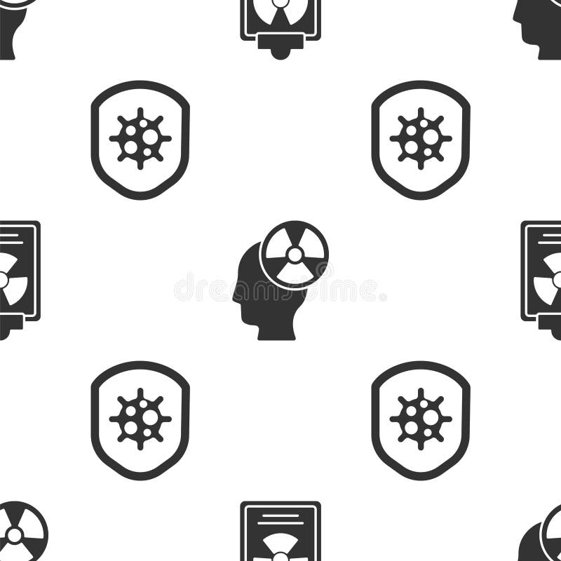Set Radiation Warning Document, Head and Radiation Symbol and Shield ...
