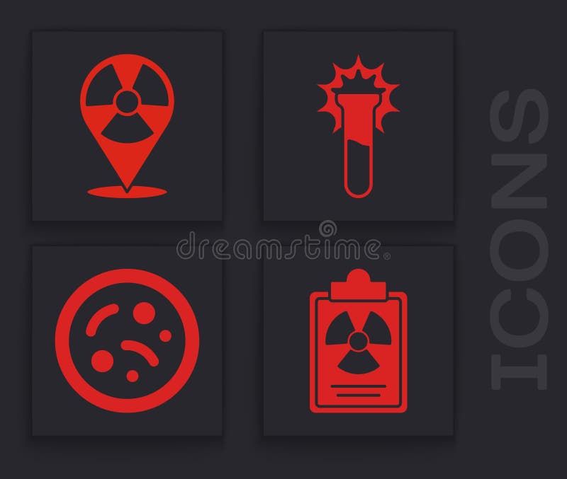 Set Radiation Warning Document, Radioactive in Location, Test Tube and ...