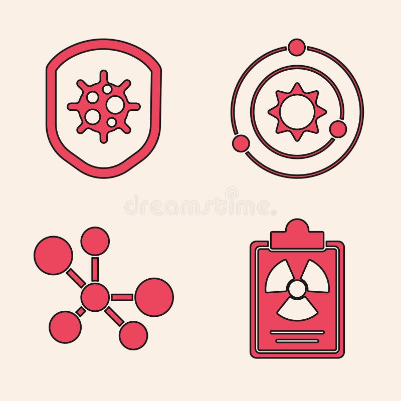 Set Radiation Warning Document, Shield Protecting from Virus, Solar ...